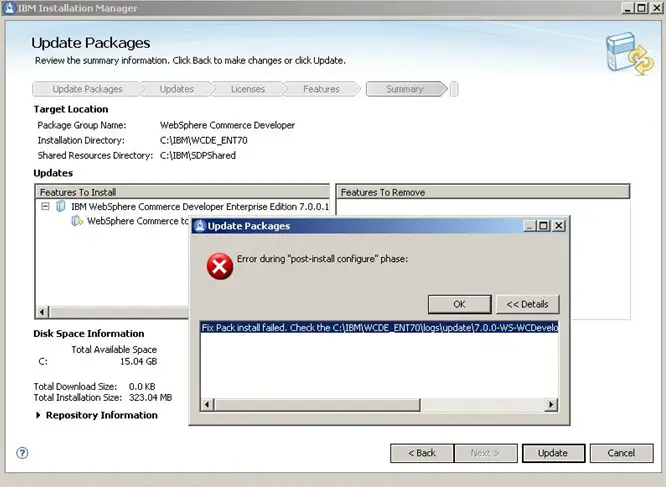 Error Installing Fix Pack 7 In Wc Enterprise Developer